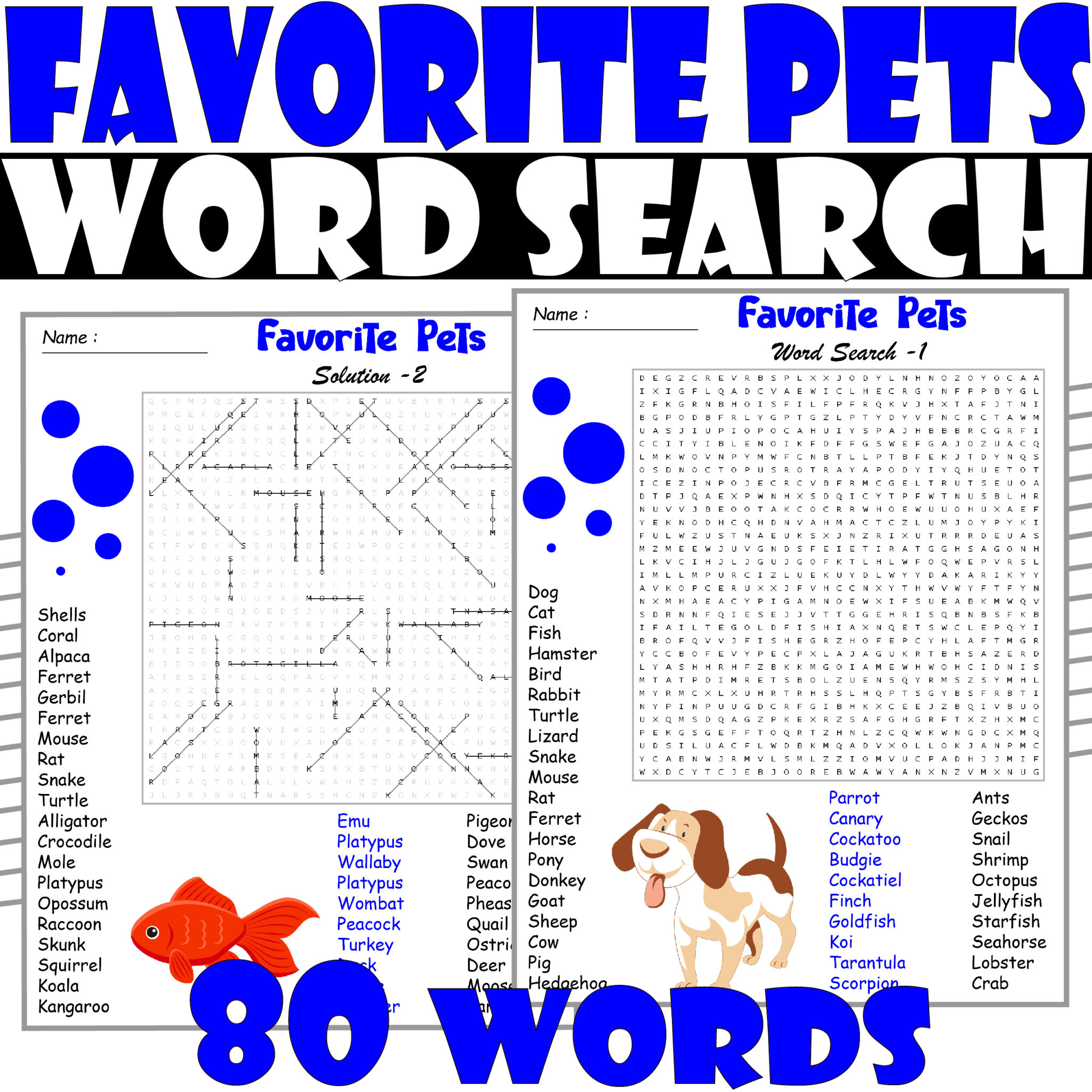 Favorite Pets Word Search Puzzle , All about Favorite Pet Word Search ...