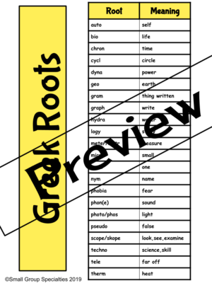 ELA Anchor Charts - Greek and Latin Roots | Made By Teachers