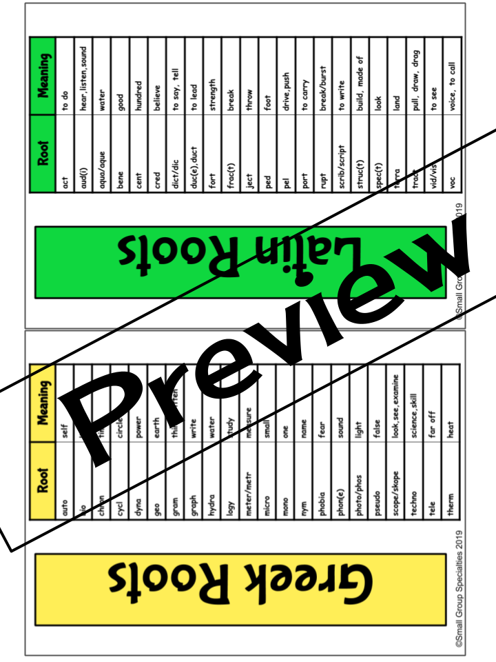 ELA Anchor Charts - Greek and Latin Roots | Made By Teachers