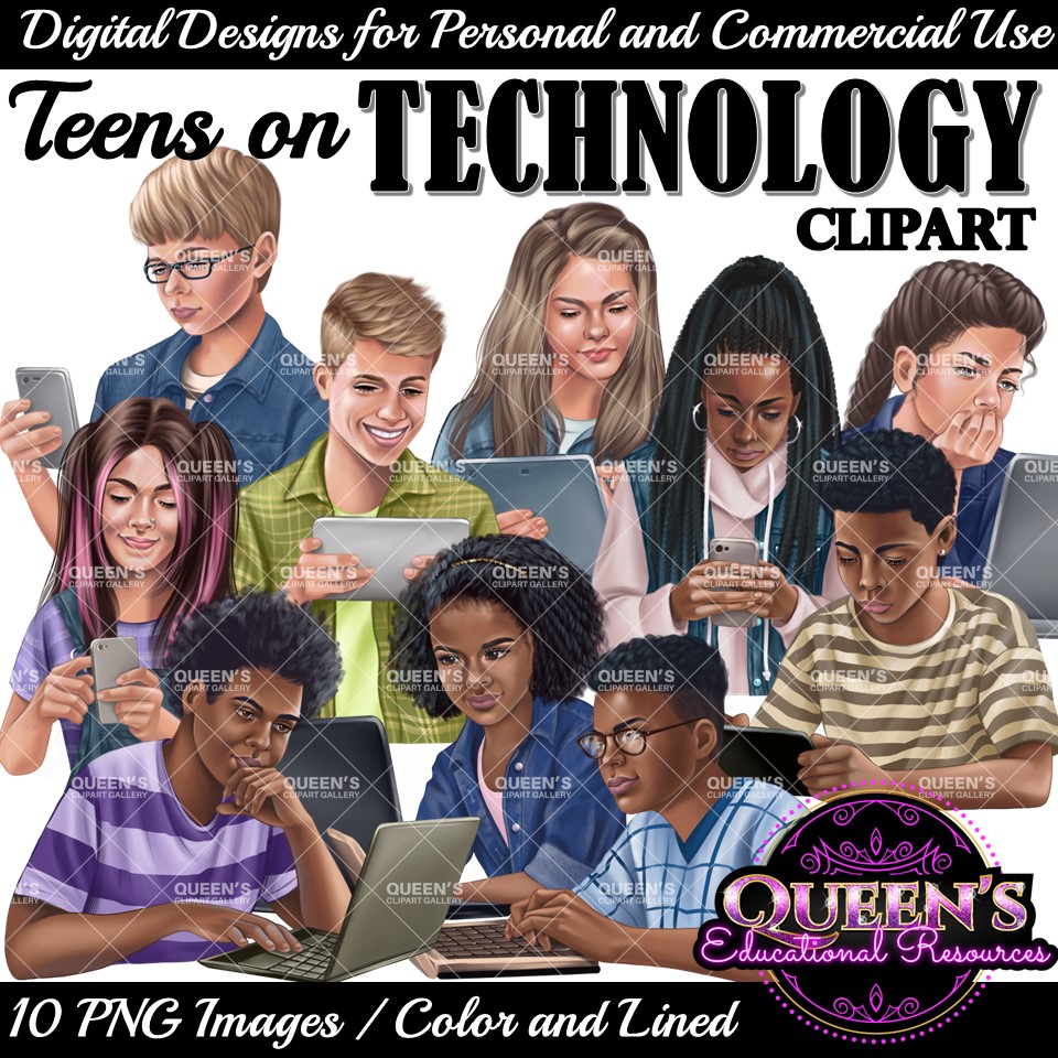 Teens on Technology Clipart | Teenagers on Technology | Technology ...
