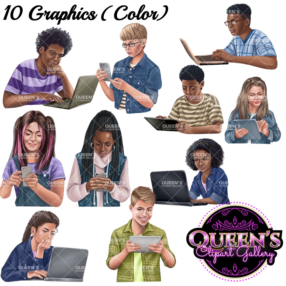 Teens on Technology Clipart | Teenagers on Technology | Technology ...