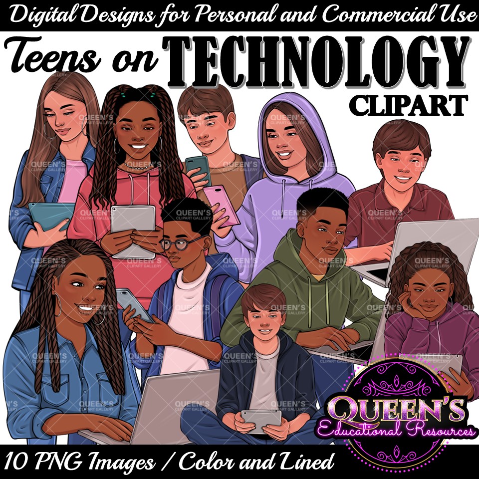 Teens on Technology Clipart | Teenagers on Technology | Technology ...