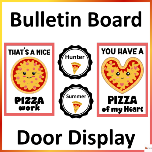 Food Pun Pizza Bulletin Board Door Display Decoration Editable | Made ...