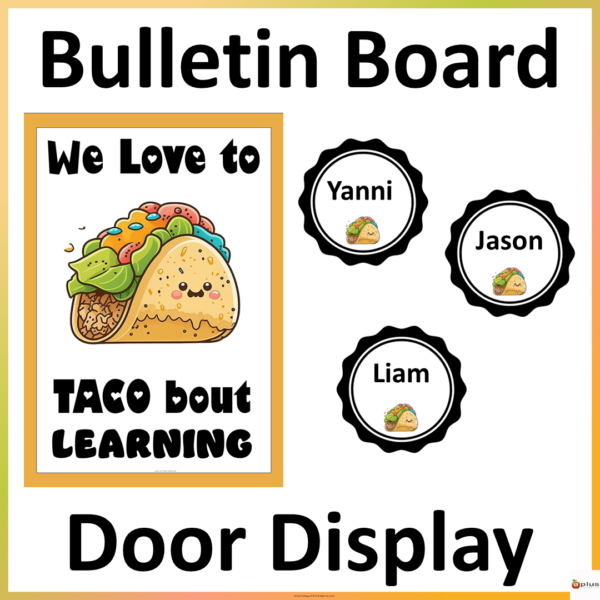 Food Pun Taco Bulletin Board Door Display Decoration Editable | Made By ...