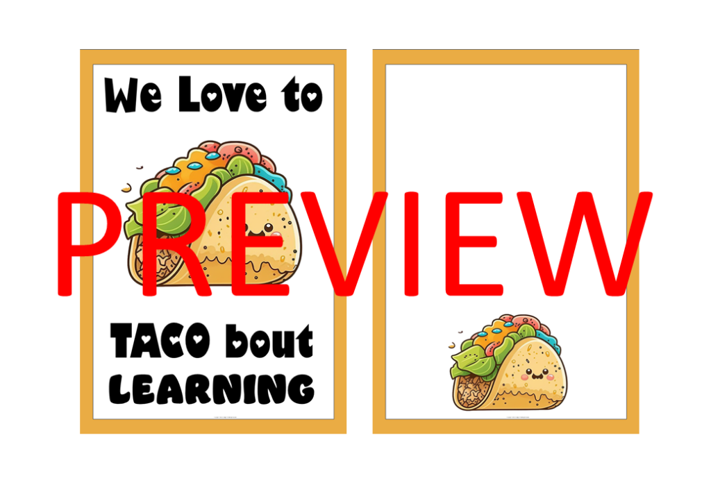 Food Pun Taco Bulletin Board Door Display Decoration Editable | Made By ...