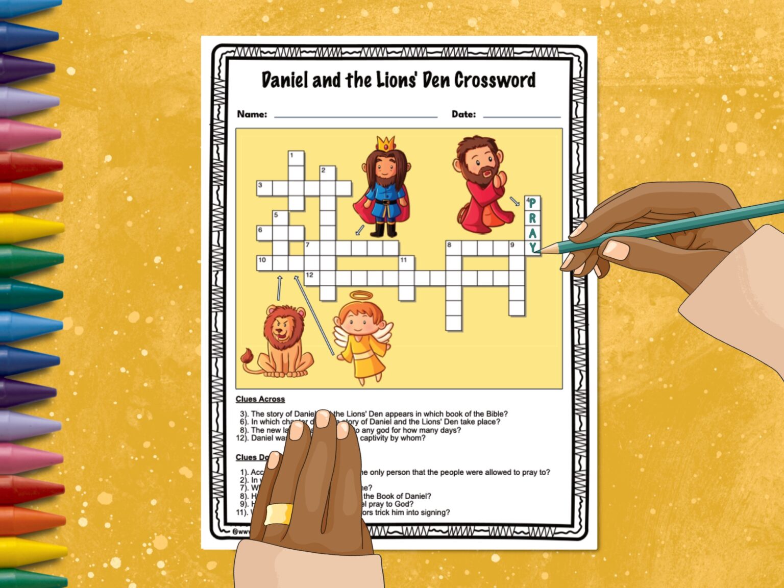 Daniel and the Lions' Den Word Search and Crossword Puzzle Activity ...