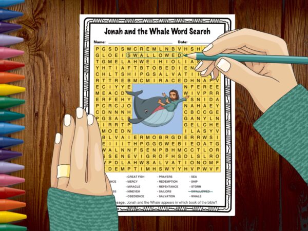 Jonah and the Whale Word Search and Crossword Puzzle Activity Pack ...