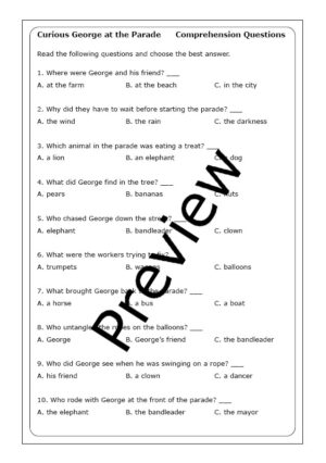 "Curious George at the Parade" worksheets | Made By Teachers