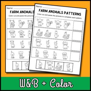 Farm Animal-Themed Complete The Pattern Worksheets - Cut & Paste ...