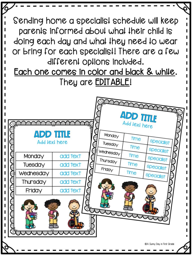 Editable Specialist Schedule | Made By Teachers