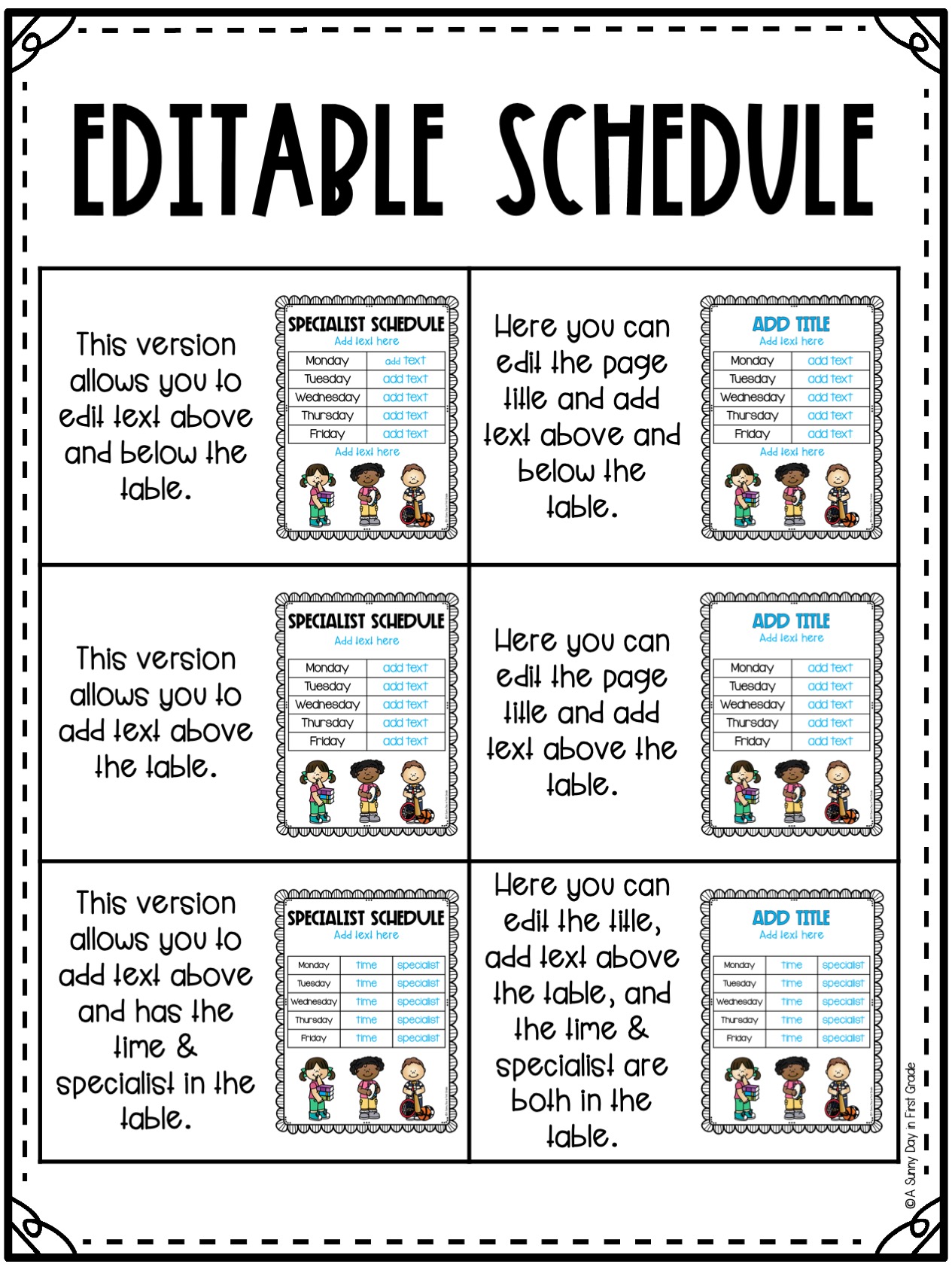 Editable Specialist Schedule | Made By Teachers