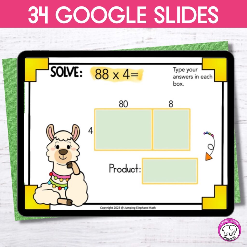 2 Digit by 1 Digit Area Model Multiplication Google Slides and ...