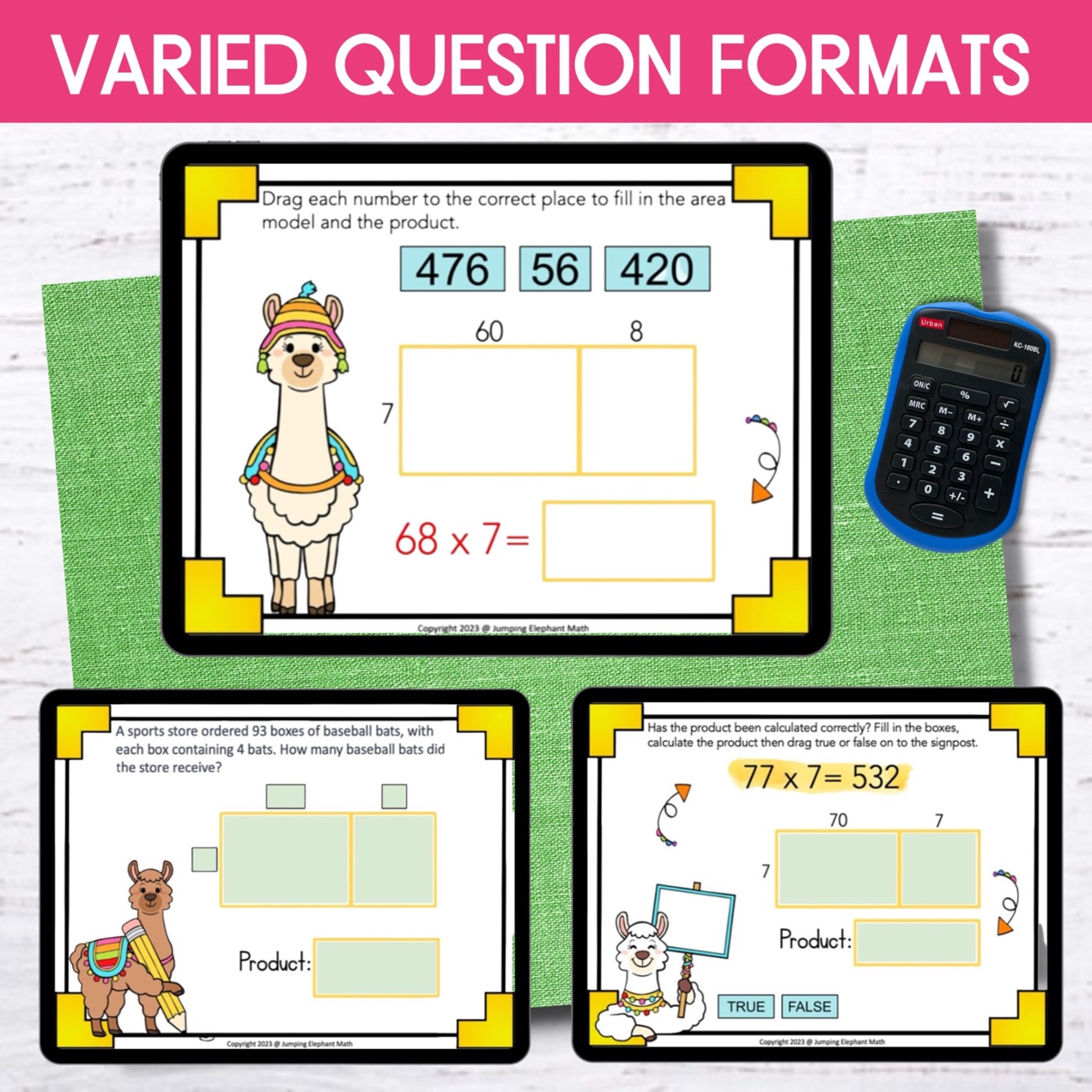 2 Digit by 1 Digit Area Model Multiplication Google Slides and ...