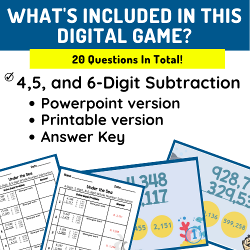 Math Fun Worksheets and Video Game for Subtraction Distance Learning ...