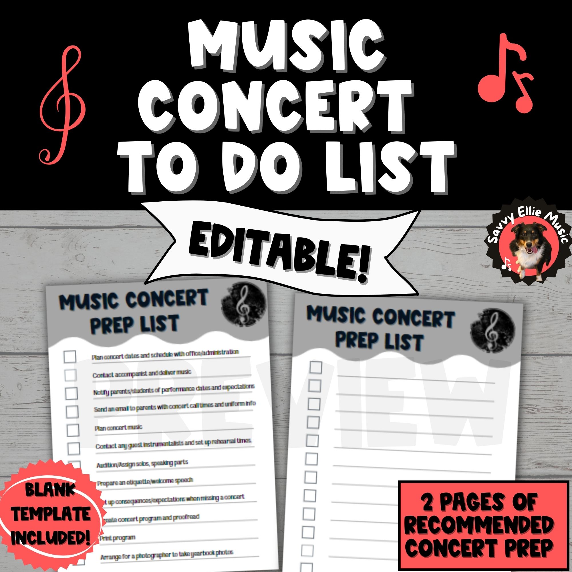 Music Concert To Do List for Choir, Band or Orchestra Concerts | Made ...