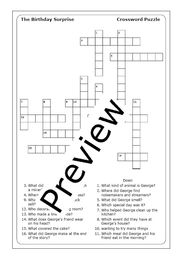 "Curious George and the Birthday Surprise" worksheets | Made By Teachers