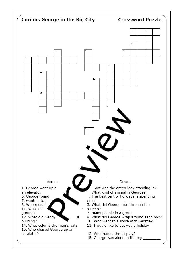 "Curious George in the Big City" worksheets | Made By Teachers