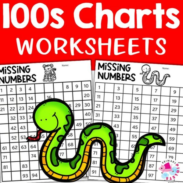 100s Charts Missing Numbers Worksheets - ZOO ANIMALS Worksheets | Made ...