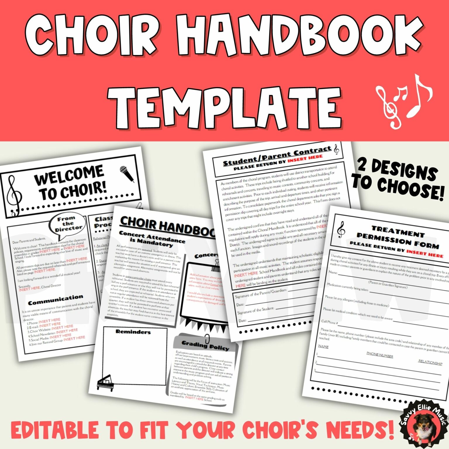 Choir Handbook Template - Fully Editable! | Made By Teachers