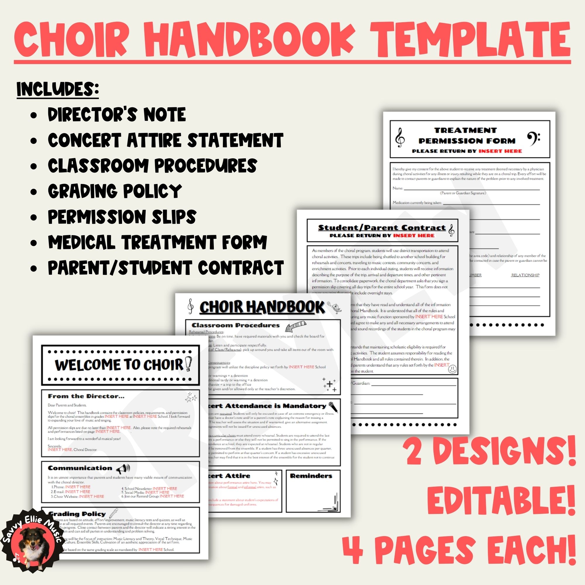 Choir Handbook Template - Fully Editable! | Made By Teachers