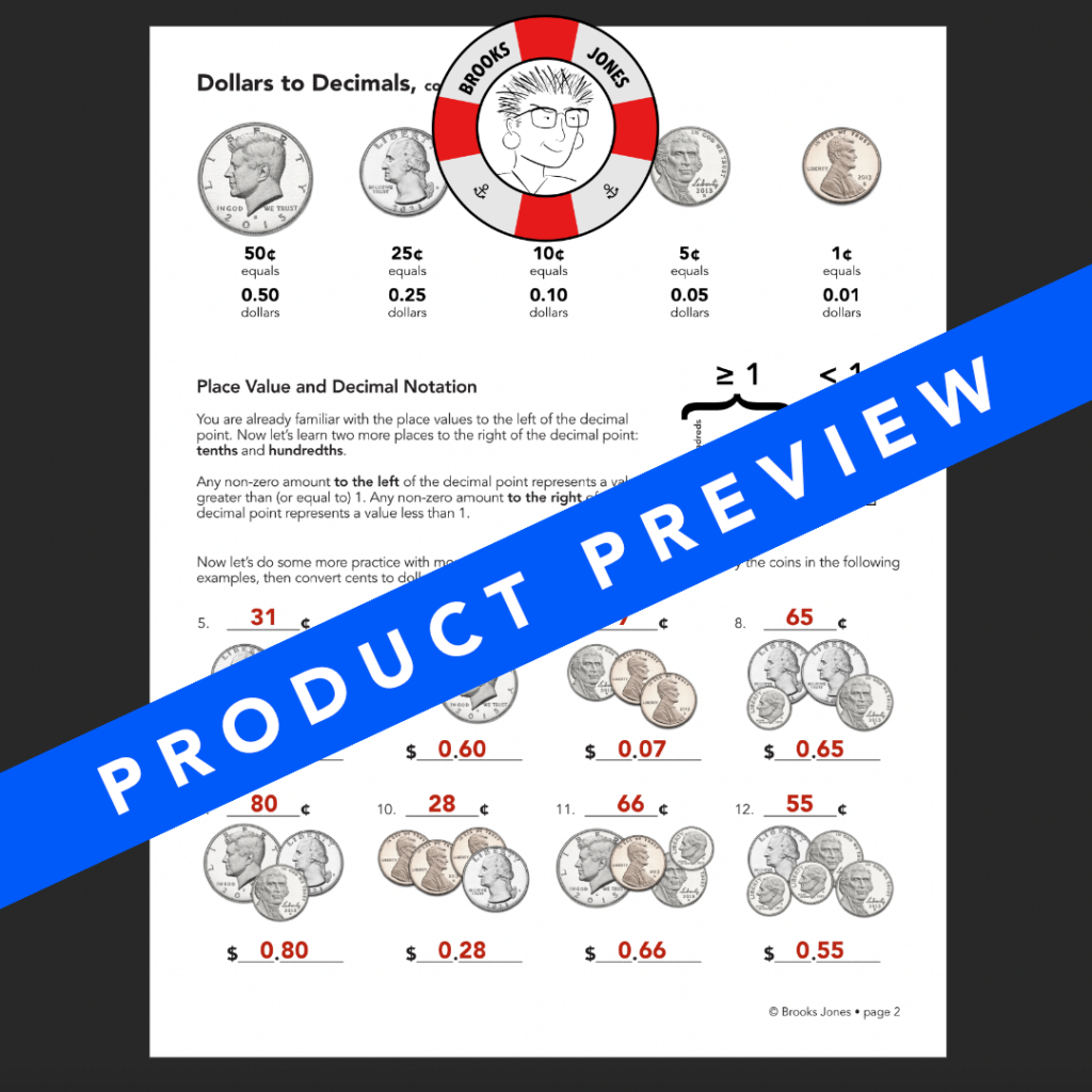 Dollars to Decimals: Introduction to Decimals Scaffolded Practice ...