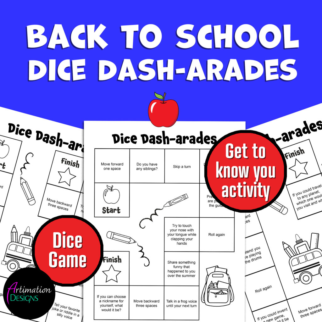 Back to School | Ice Breaker Dice Game | Charades | First Day of School ...