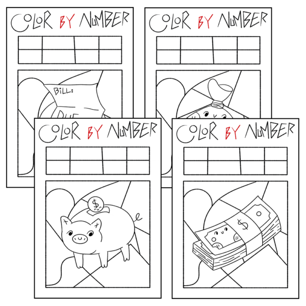 Money Activity Bundle, Saving Money Coloring Pages, Color By Number ...