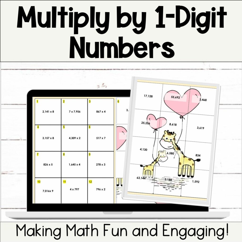 Multiply by 1-Digit Numbers Digital Self-Checking Math Activity | Made ...