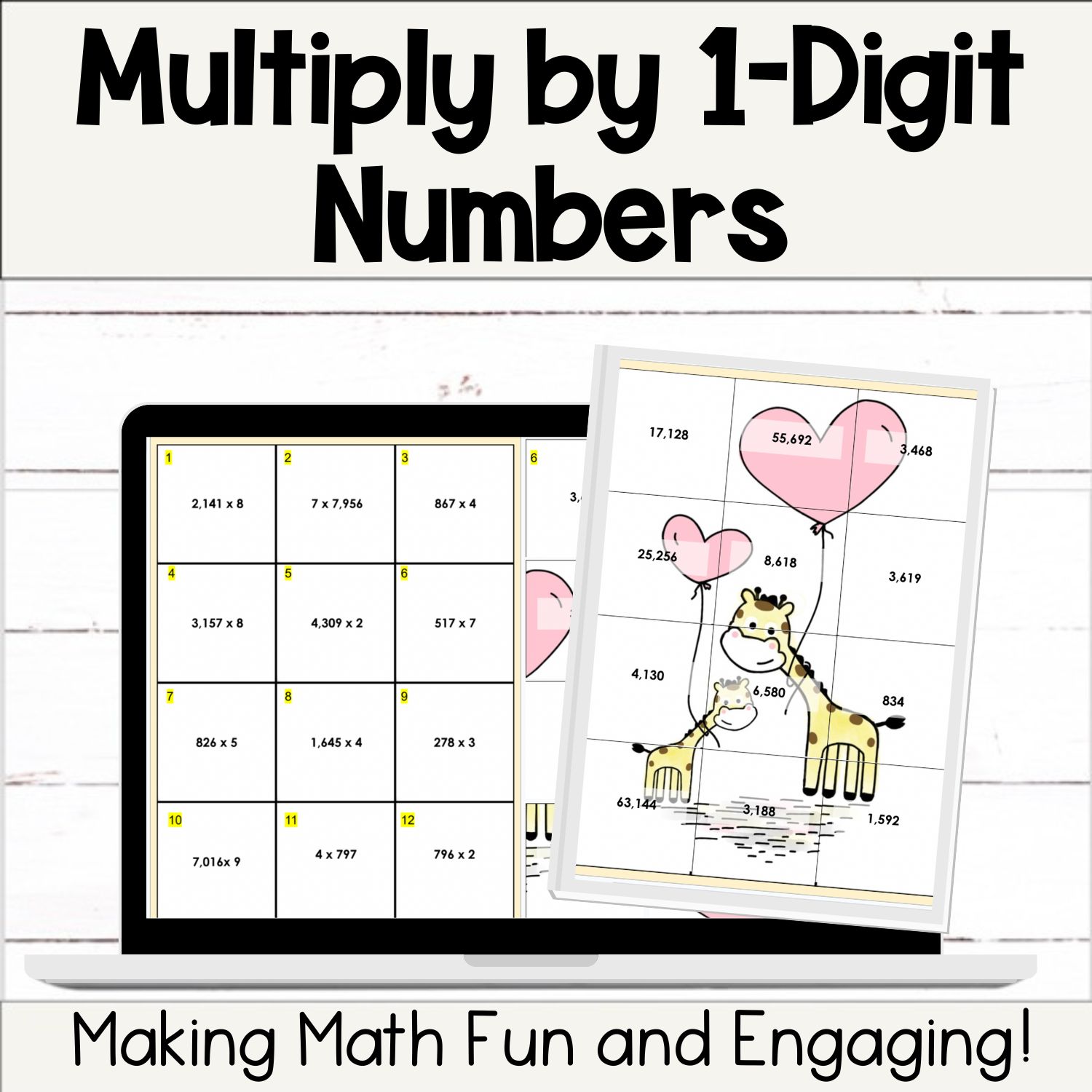 Multiply by 1-Digit Numbers Digital Self-Checking Math Activity | Made ...
