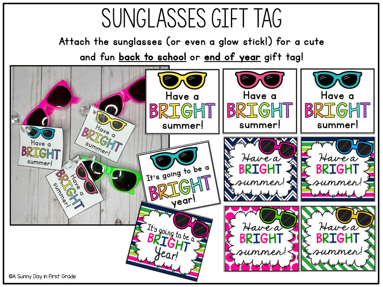 Sunglasses End of Year Gift Tag | Made By Teachers