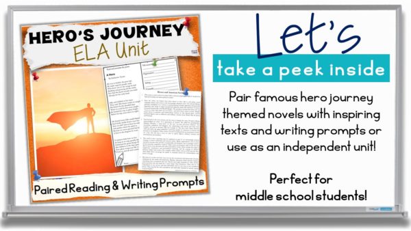 Hero's Journey Unit - Middle School Paired Reading, Prompts - Print and ...