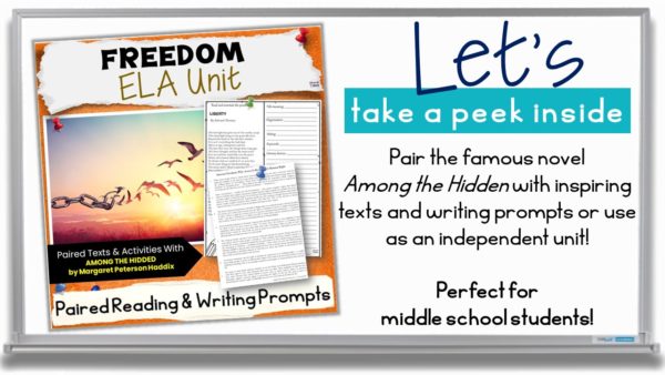 Freedom Unit - Middle School Paired Reading, Prompts for Among The ...
