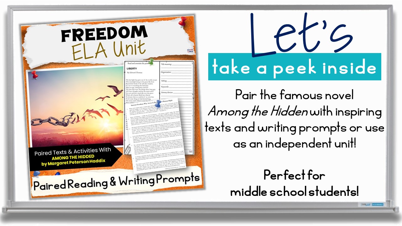 Freedom Unit - Middle School Paired Reading, Prompts for Among The ...