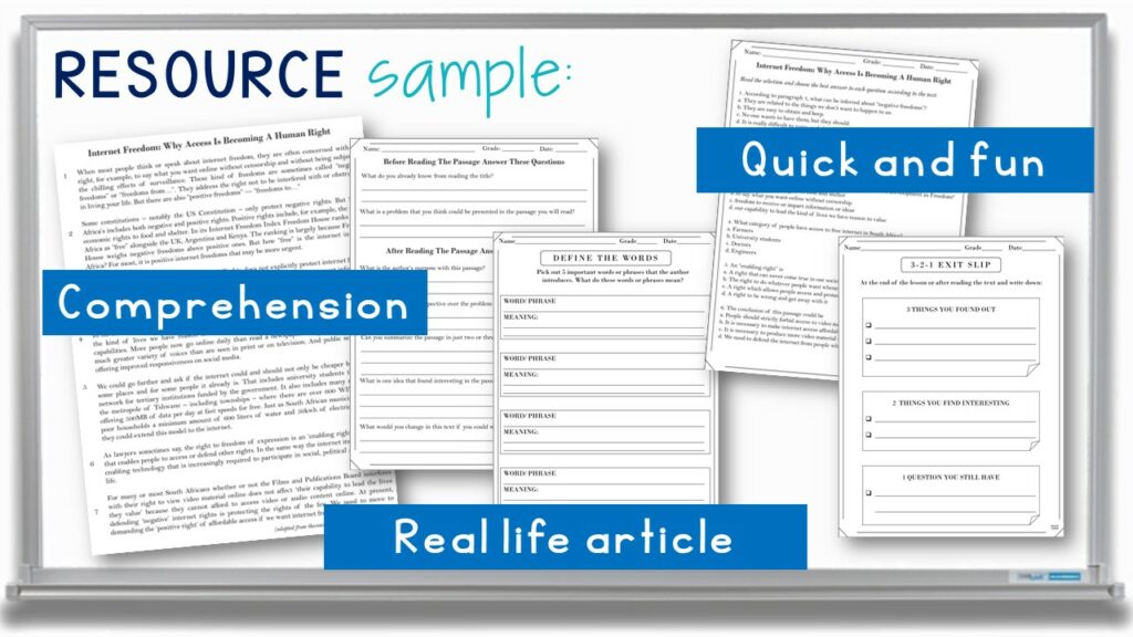 Freedom Unit - Middle School Paired Reading, Prompts for Among The ...