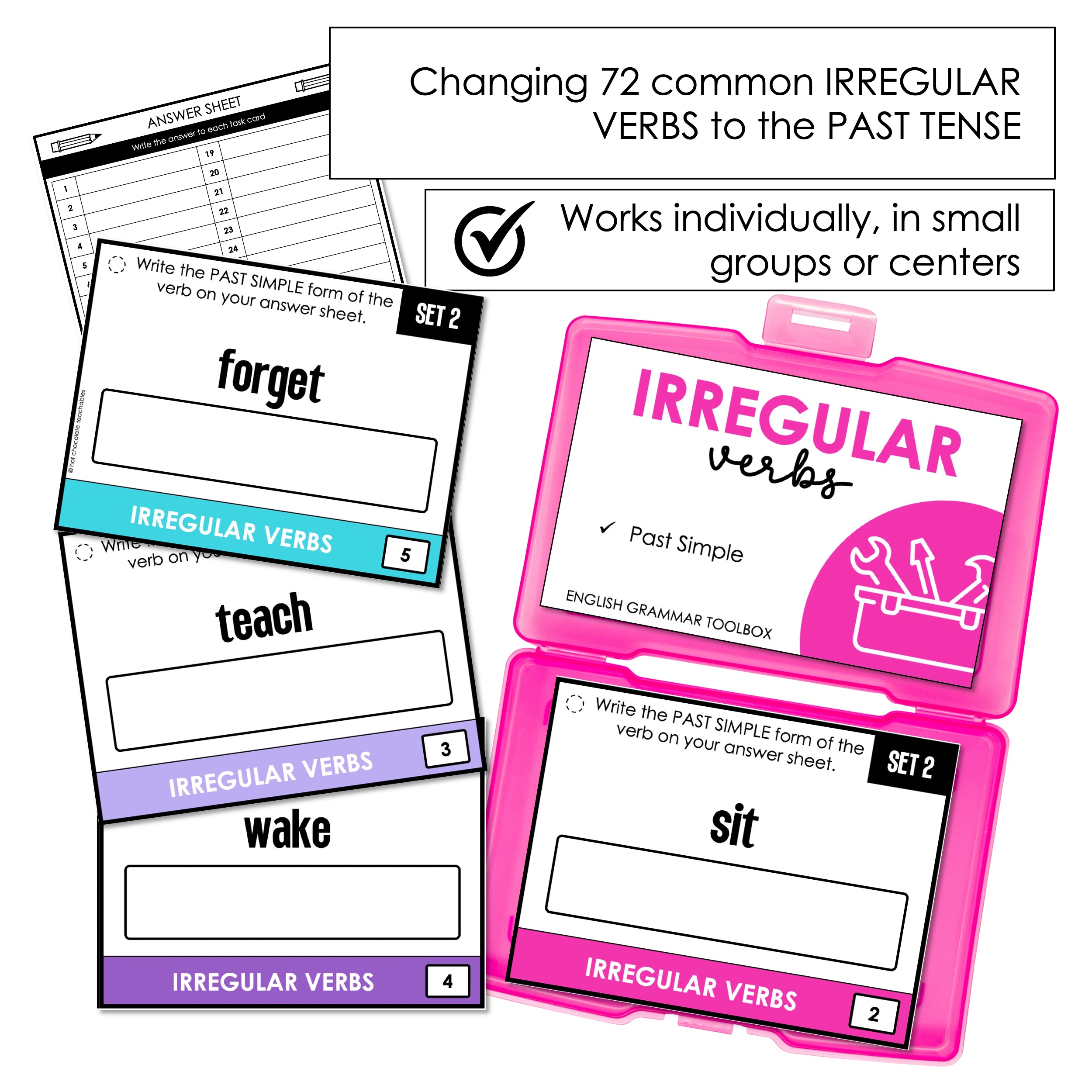 Irregular Past Tense Verb Task Cards | Spelling Practice: Present to ...