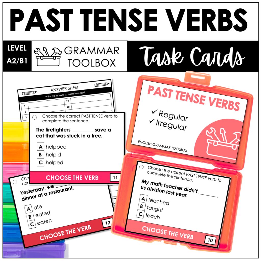 Regular and Irregular Past Tense Verb Task Cards | Sentences and ...