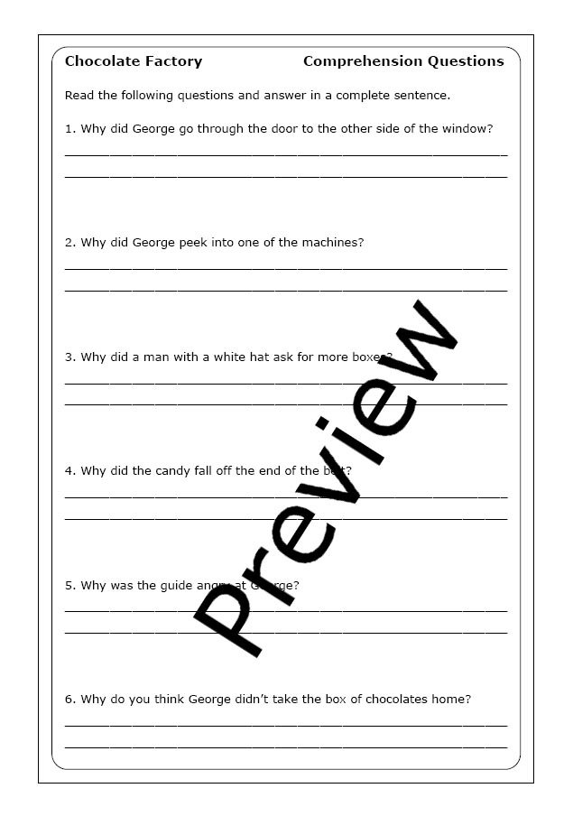 "Curious George Goes to a Chocolate Factory" worksheets | Made By Teachers