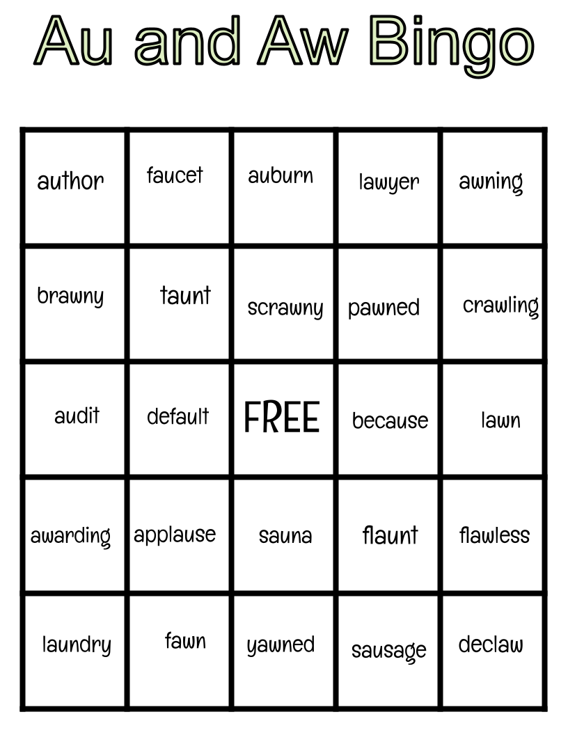 Au and Aw words bingo | Made By Teachers