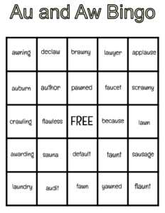 Au and Aw words bingo | Made By Teachers