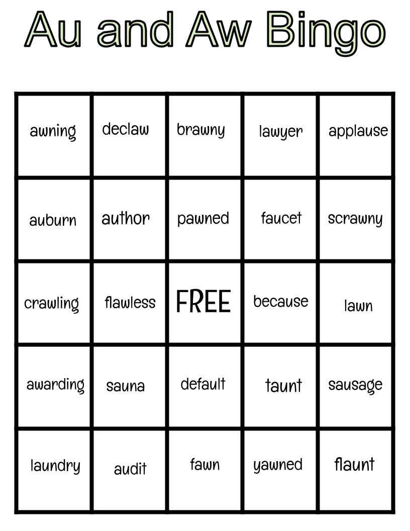 Au and Aw words bingo | Made By Teachers