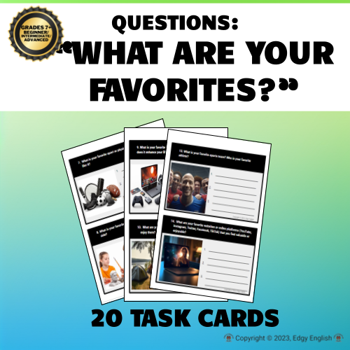 "What are your favorites?" ESL Task Cards | Made By Teachers