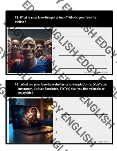 "What are your favorites?" ESL Task Cards | Made By Teachers