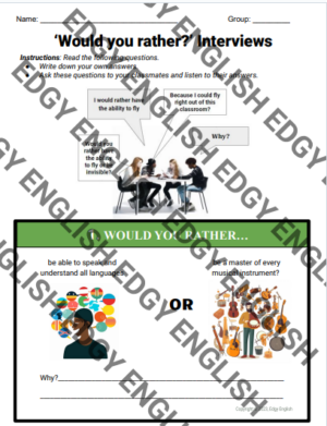 "Would you rather?" ESL Task Cards | Made By Teachers