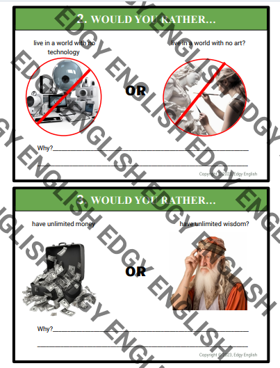 "Would you rather?" ESL Task Cards | Made By Teachers