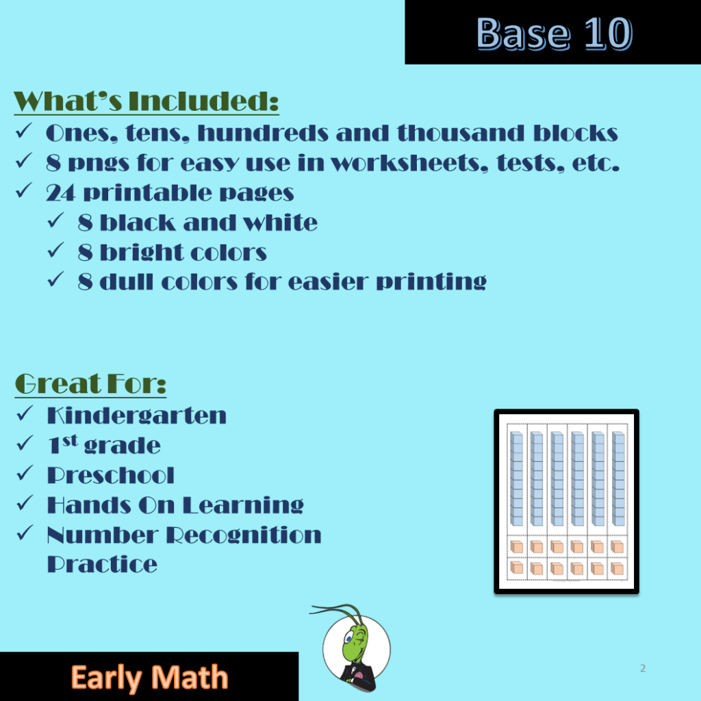 Base Ten Blocks Printable and Clip Art | Tens and Ones Place Value ...