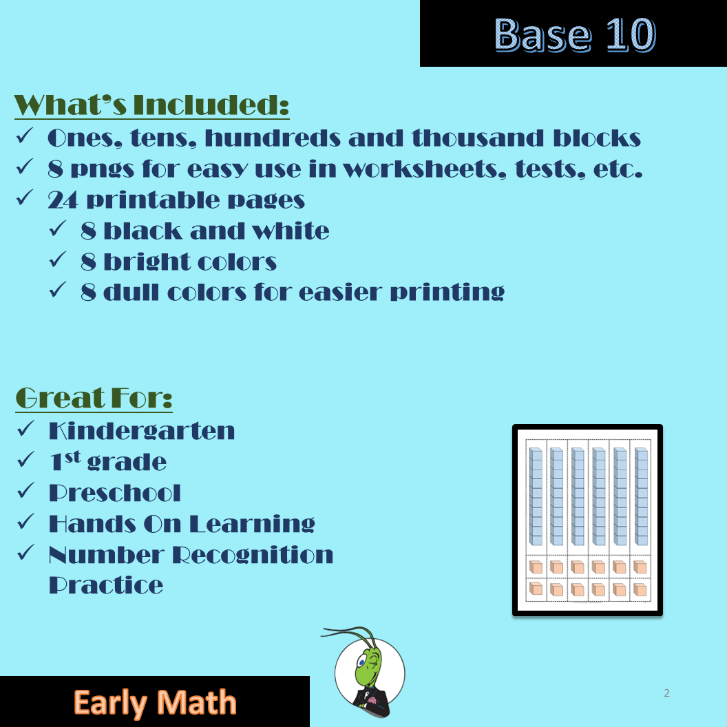 Base Ten Blocks Printable and Clip Art | Tens and Ones Place Value ...