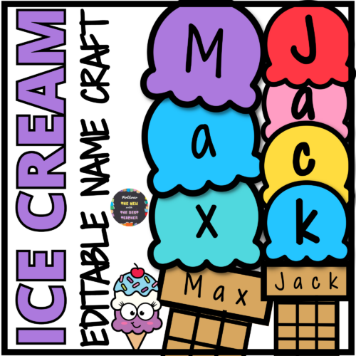 Ice Cream Editable Name Craft | Summer Bulletin Board | End of the Year ...