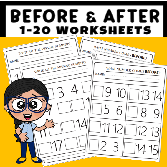 NUMBERS - What comes BEFORE and AFTER 1 - 20 | Made By Teachers