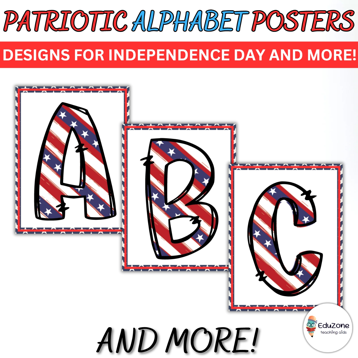 Patriotic Alphabet And Numbers posters: For 4th of July, Flag Day ...