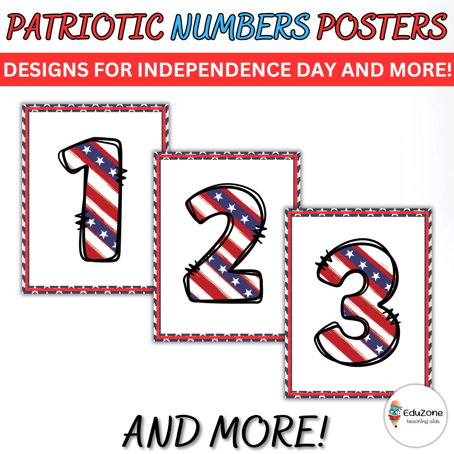 Patriotic Alphabet And Numbers posters: For 4th of July, Flag Day ...